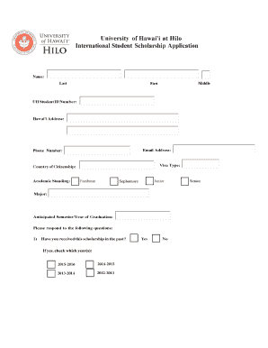 Fillable Online hilo hawaii International Student Scholarship ...
