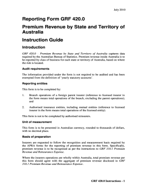 Fillable Online apra gov Reporting Form GRF 4200 Premium Revenue by ...