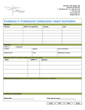Fillable Online Excellence in Professional Collaboration Award ...