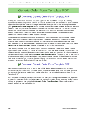 Fillable Online fimafeng Generic Order Form Template - fimafengnet Fax ...