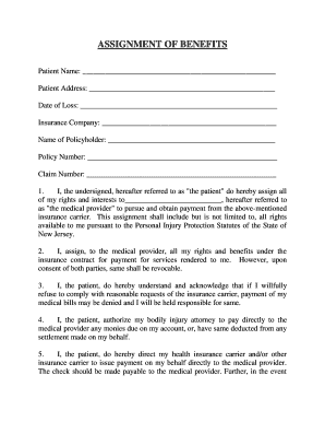 Fillable Online ASSIGNMENT OF BENEFITS - massoodlawcom Fax Email Print ...