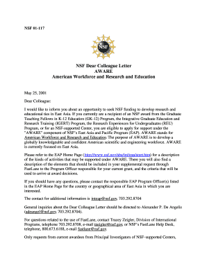 Fillable Online NSF Dear Colleague Letter Fax Email Print - pdfFiller