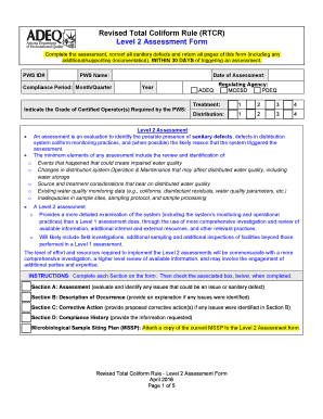 Fillable Online azdeq Revised Total Coliform Rule RTCR Level 2 Fax Email Print - pdfFiller