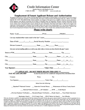 Fillable Online Credit Information Center - CIC Credit Fax Email Print ...