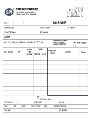 Fillable Online RMA FORM Nov 30 2009doc Fax Email Print - pdfFiller