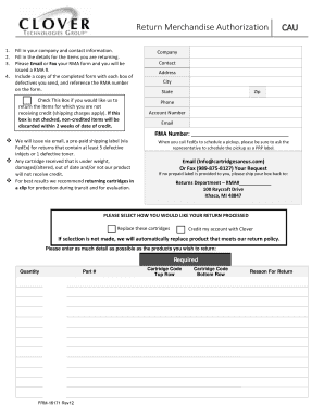 Fillable Online Return Merchandise Authorization - Cartridges Are Us ...