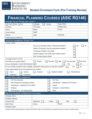 Fillable Online FINANCIAL PLANNING COURSES (ASIC RG146) Fax Email Print ...