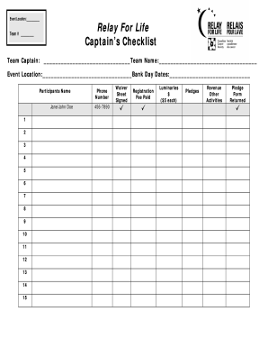 Fillable Online 2011 Captain's checklist for brown envelope.doc Fax ...