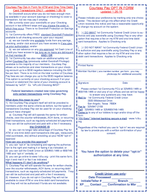 Fillable Online 1cfcu Courtesy Pay Opt-In Form for ATM and One-Time ...