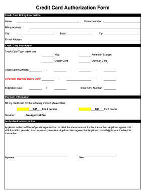 Fillable Online Credit Card Authorization Form - PhoneOps Management ...