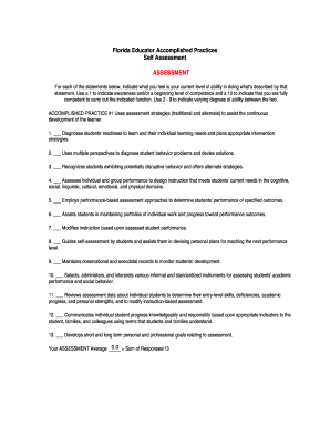 Fillable Online Florida Educator Accomplished Practices Self Assessment ...