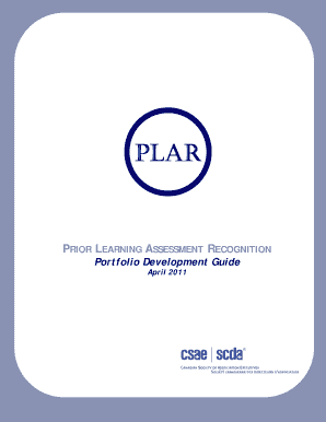 Fillable Online PRIOR LEARNING ASSESSMENT RECOGNITION Portfolio Fax ...