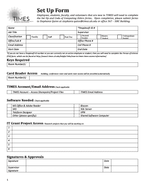 Fillable Online www2 times uh TIMES Set Up Form 812 Fax Email Print - pdfFiller