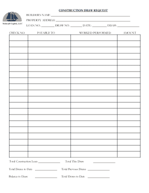 Fillable Online CONSTRUCTION DRAW REQUEST Fax Email Print - pdfFiller