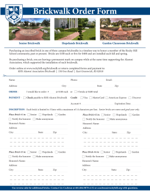 Fillable Online Brickwalk Order Form Fax Email Print - pdfFiller