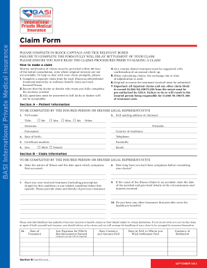 Fillable Online BClaim Formb - BASI Travel Insurance Fax Email Print ...