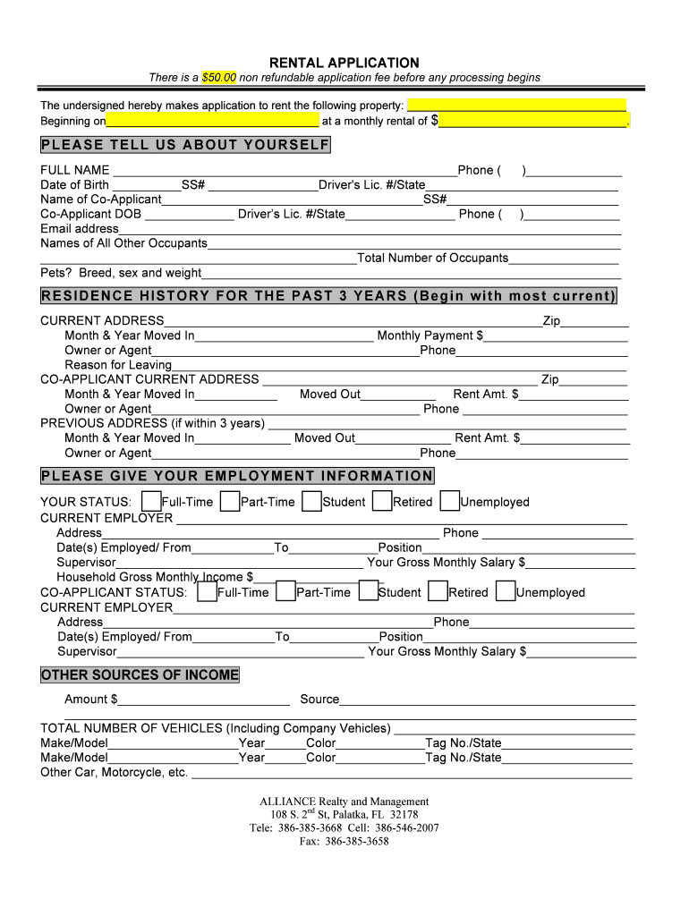 Fillable Online RENTAL APPLICATION 051515doc Fax Email Print - pdfFiller