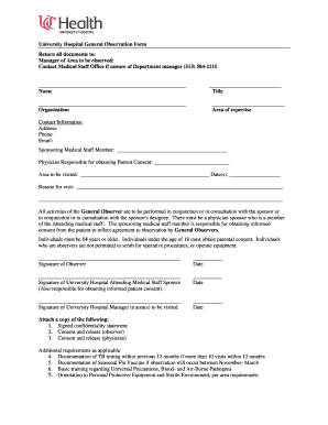 Fillable Online med uc University Hospital General Observation Form ...