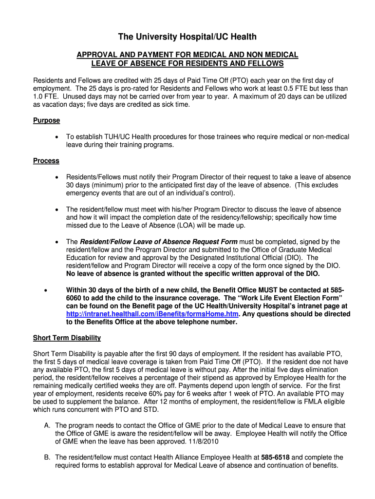 Fillable Online med uc Medical and Non Medical Leave Procedure Form ...