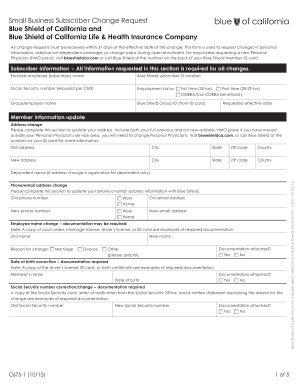 Fillable Online C675-1-FF10-15 Subscriber Change Request bFormb 1 to 50 ...