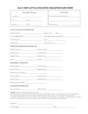 Fillable Online Ally Oop Regristration Form Fax Email Print - pdfFiller