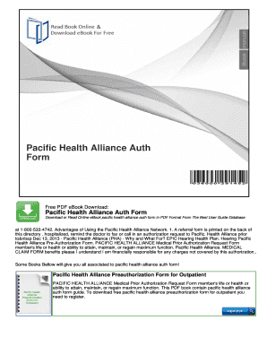 Fillable Online Pacific Health Alliance Auth Form - mybooklibraryCom ...