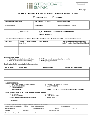 Fillable Online DIRECT CONNECT ENROLLMENT MAINTENANCE FORM Fax Email Print - pdfFiller