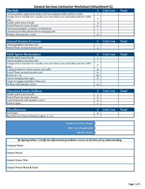 Fillable Online General Services Contractor Worksheet Attachment G Fax ...
