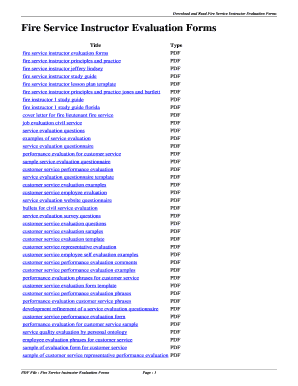 Fillable Online manual tredx Fire Service Instructor Evaluation Forms ...