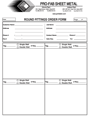 Fillable Online ROUND FITTINGS ORDER FORM - profabsmcom Fax Email Print ...