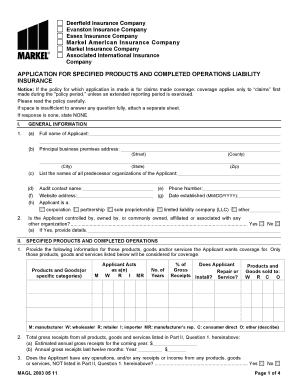 Fillable Online Application for specified products and bcompleted ...