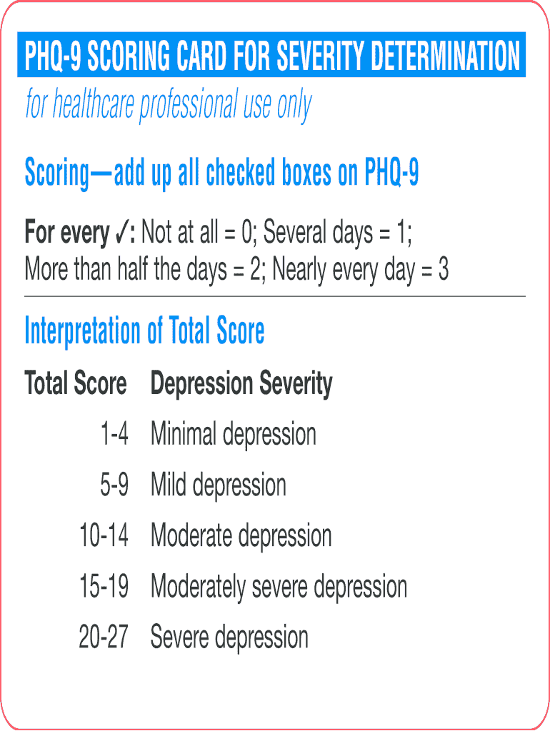 Phq9 Scoring - Fill Online, Printable, Fillable, Blank | pdfFiller
