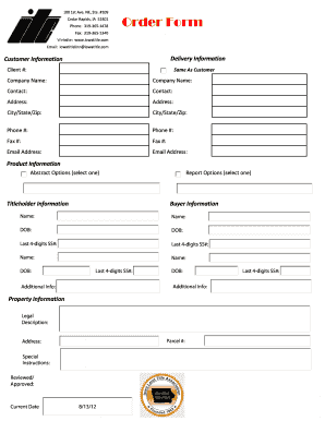 Fillable Online Order Form - Iowa Title Fax Email Print - pdfFiller