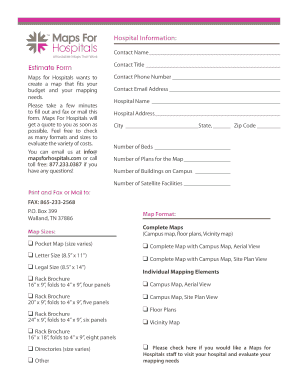 Fillable Online Here is an bEstimateb Request bFormb as a pdf to bb - Maps for Hospitals Fax ...