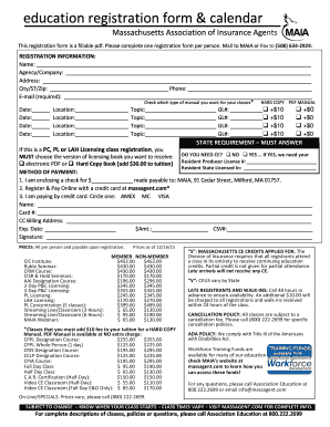 Fillable Online Education registration form amp calendar - Fax Email ...