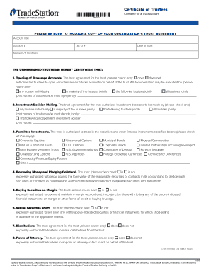 Fillable Online Certificate of Trustees - TradeStation Fax Email Print ...