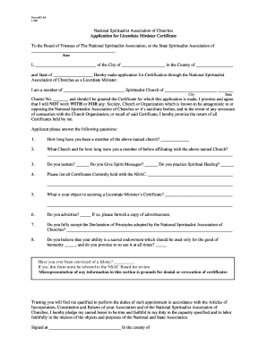 Fillable Online nsac Application for Licentiate Minister Certificate ...