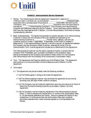 Fillable Online Exhibit G Interconnection Service Agreement Fax Email ...