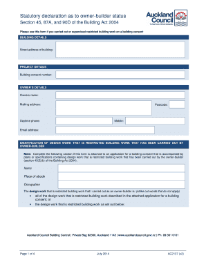 Fillable Online aucklandcouncil govt AC2137 - Statutory declaration as ...