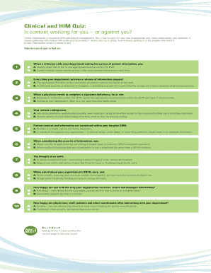 Fillable Online Clinical and HIM Quiz Is content working for you or Fax ...