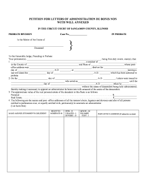 Fillable Online sangamoncountycircuitclerk PETITION FOR LETTERS OF ...