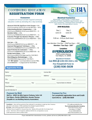 Fillable Online CONTINUING EDUCATION REGISTRATION FORM - bianet Fax Email Print - pdfFiller