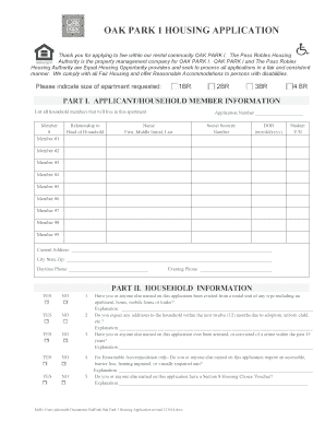 Fillable Online Oak Park 1 Housing Application revised 121614 Fax Email ...
