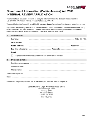 Fillable Online legalaid nsw gov Government Information (Public Access) Act 2009 (GIPA Act ...