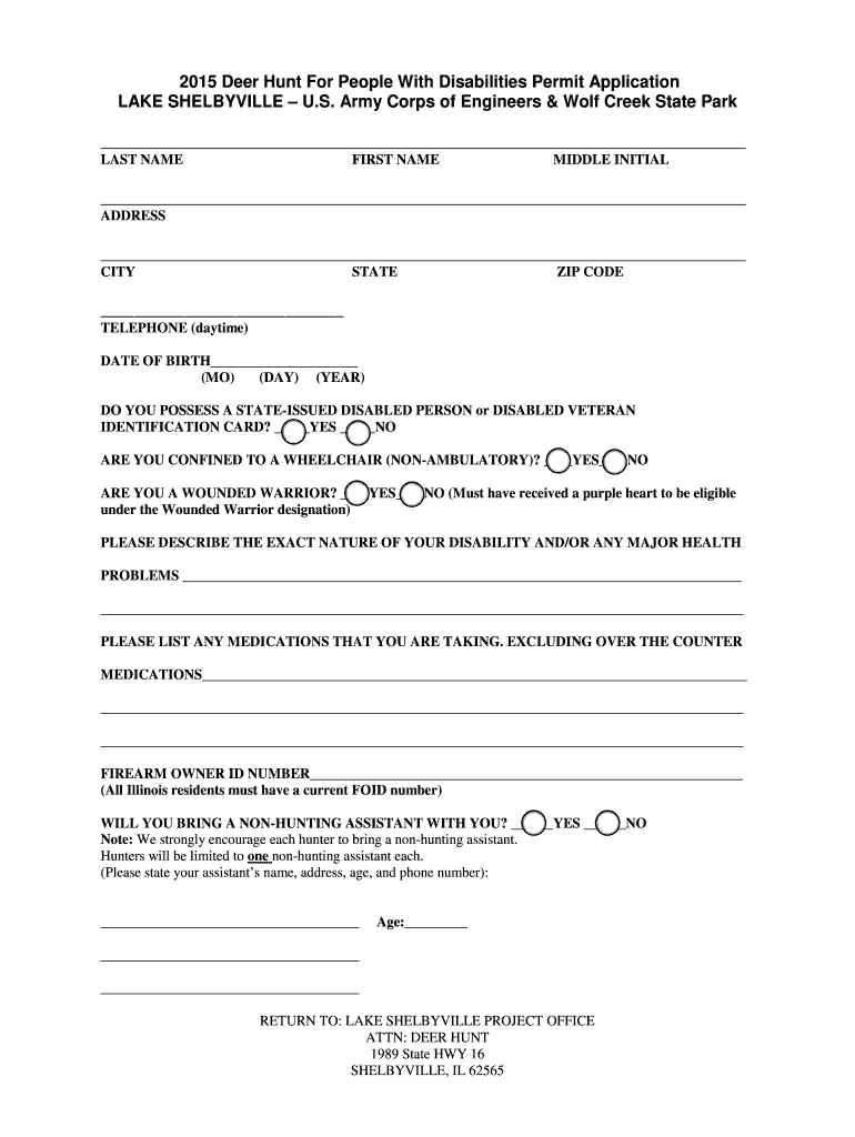 Fillable Online mvs usace army 2015 Deer Hunt For People With ...