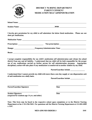 Fillable Online wawm k12 wi DISTRICT NURSING DEPARTMENT PARENT CONSENT ...