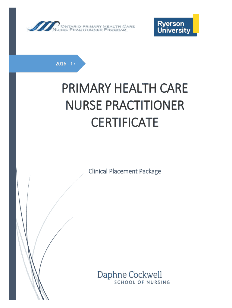 Fillable Online ryerson PRIMARY HEALTH CARE NURSE PRACTITIONER ...