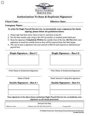 Fillable Online Authorization To Scan Duplicate Signature Fax Email ...