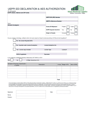 Fillable Online USPPI EEI Declaration Authorizationxls Fax Email Print ...