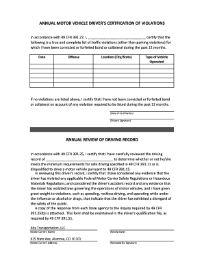 Fillable Online alta-transportation ANNUAL MOTOR VEHICLE DRIVERS ...